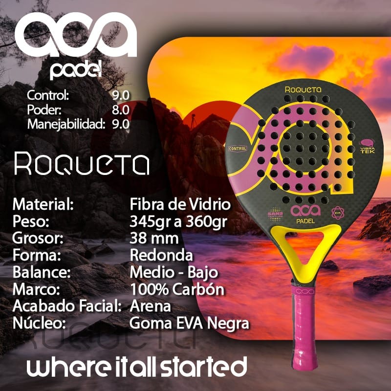 Pala de Pádel ACA ROQUETA ROSA – The Padel Lab